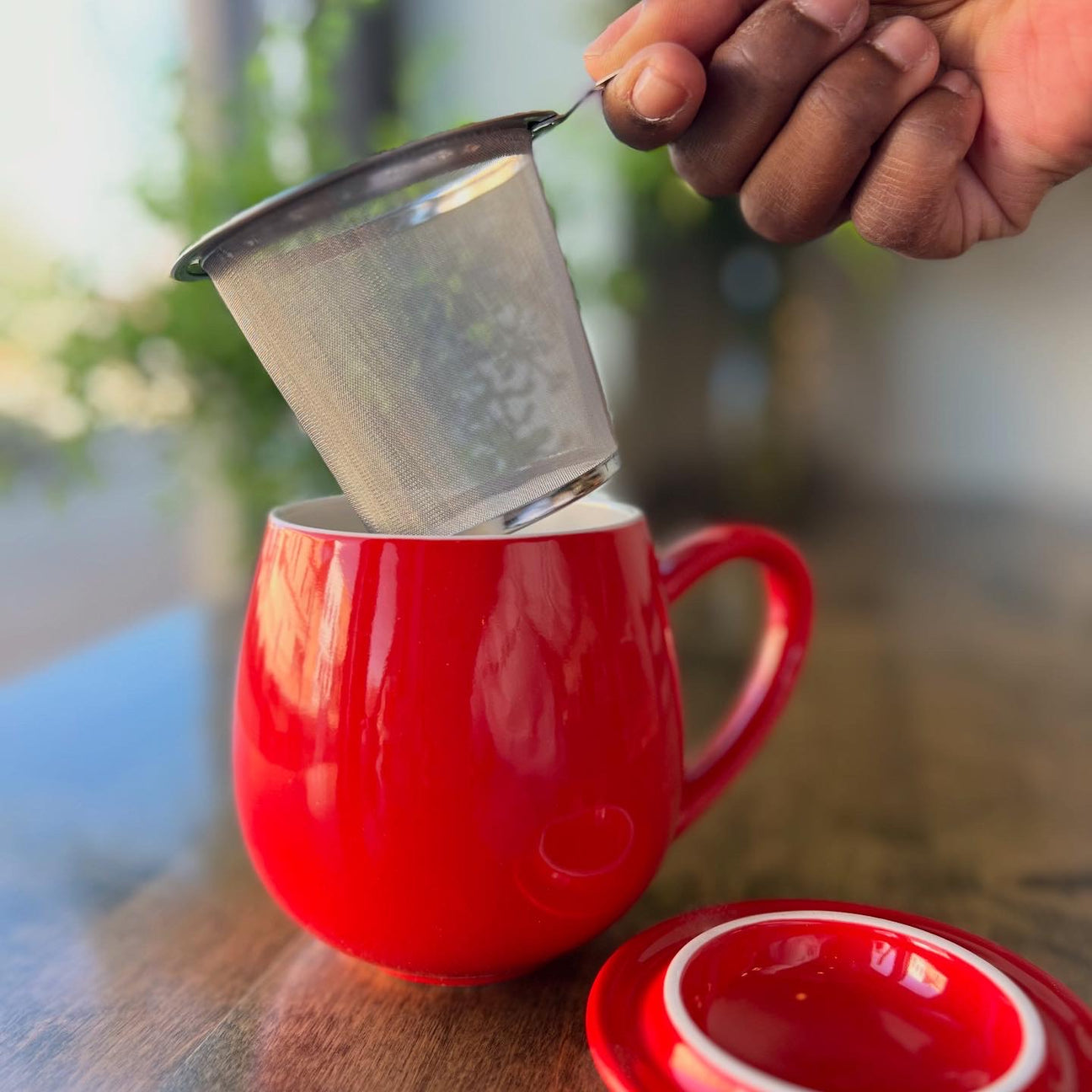 Oasis Mug with Infuser – Teal & Forest Green Porcelain Tea Mug | The ...